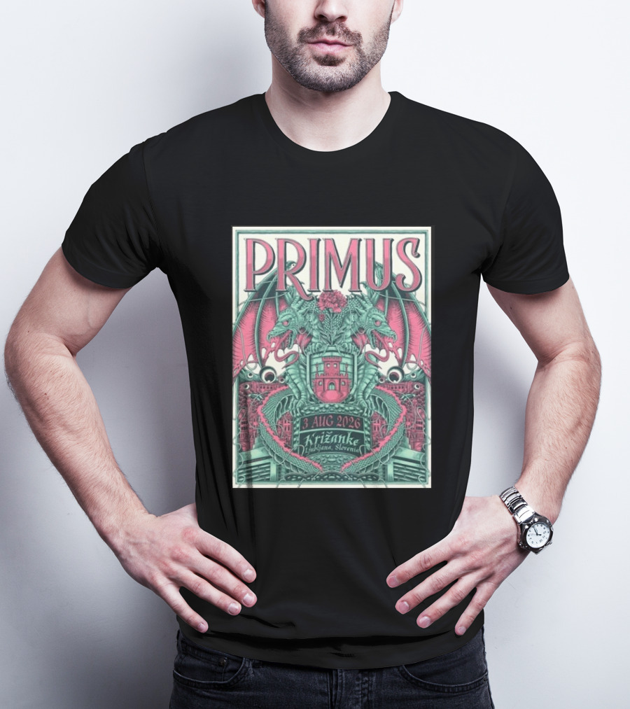 PRIMUS 3 Aug 2026 Križanke Ljubljana Slovenia Dragon T-Shirt