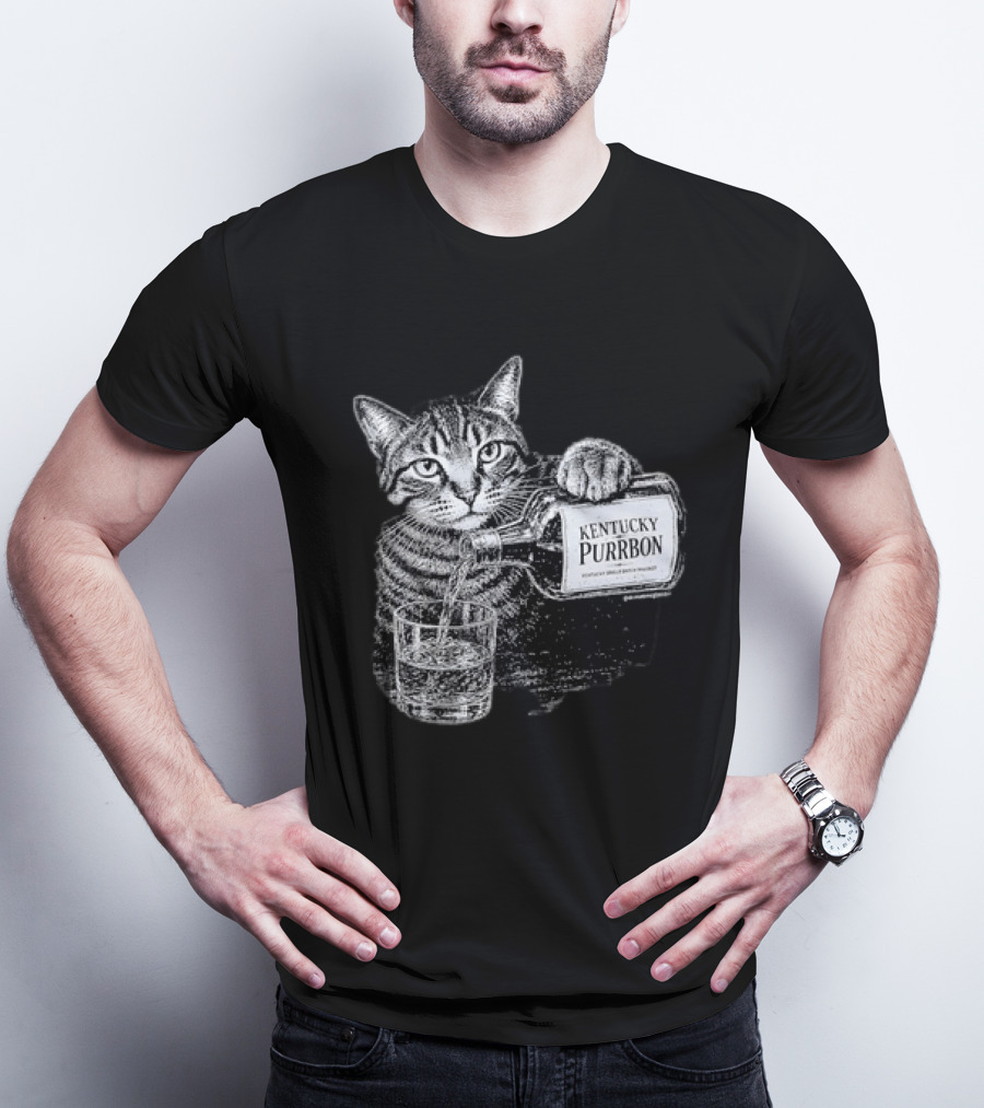Kentucky Purrbon Cat Pouring Whiskey Bourbon T-Shirt