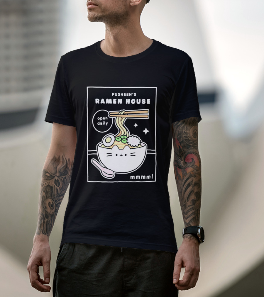 Pusheen's Ramen House Open Daily Noodles Kawaii Mmmm T-Shirt