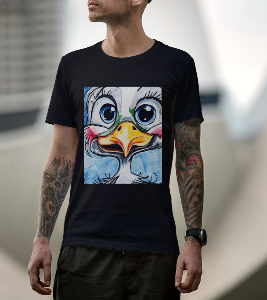 Swoopy The Charming Seagull By Viktor With Big Blue Eyes And Colorful Beak T-Shirt