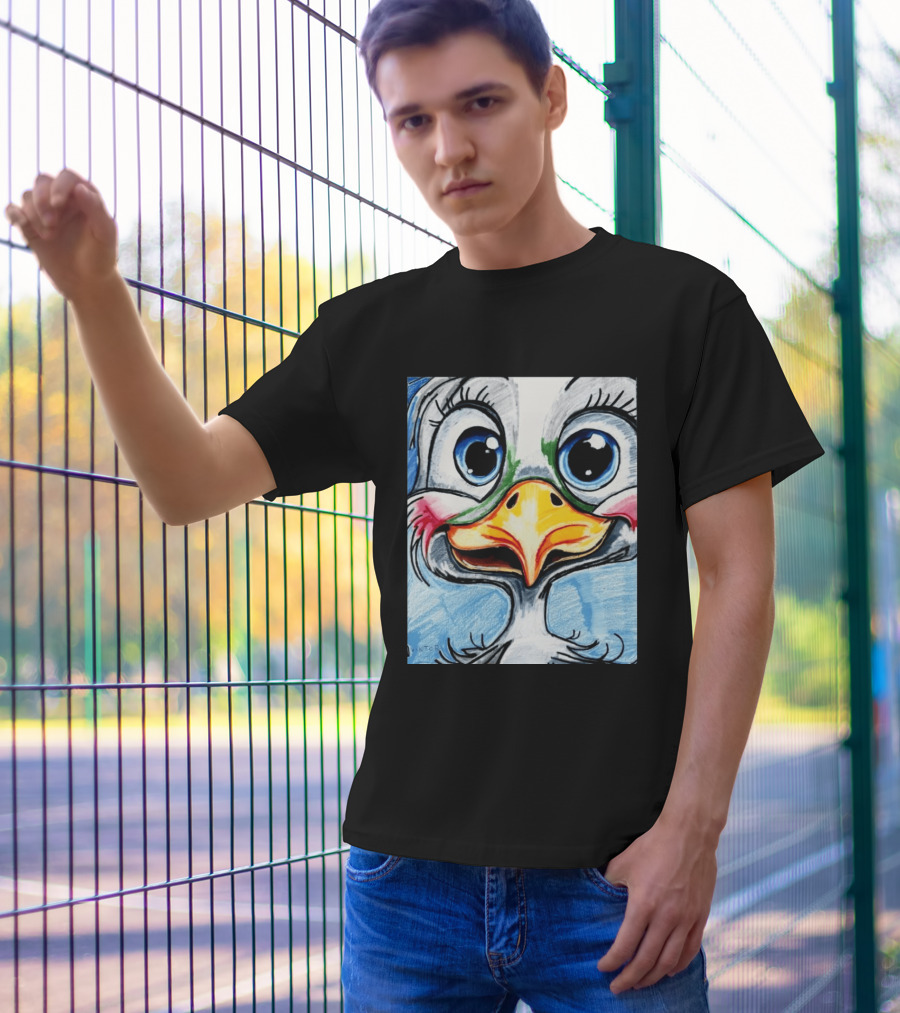 Swoopy The Charming Seagull By Viktor With Big Blue Eyes And Colorful Beak T-Shirt