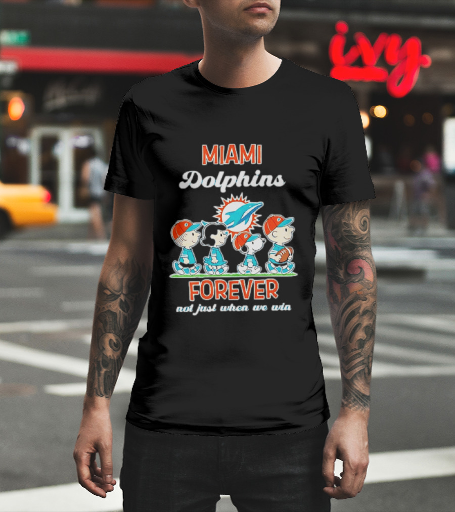 Miami Dolphins Peanuts Characters Forever Not Just When We Win T-Shirt