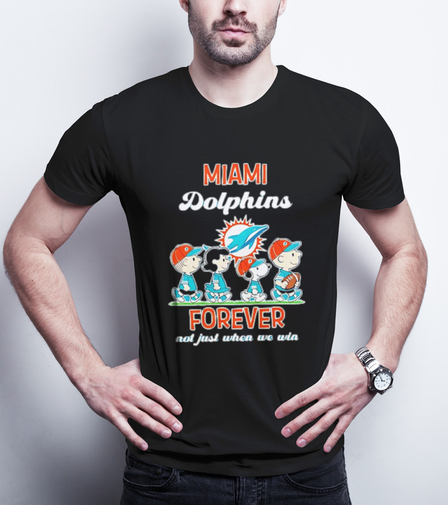 Miami Dolphins Peanuts Characters Forever Not Just When We Win T-Shirt