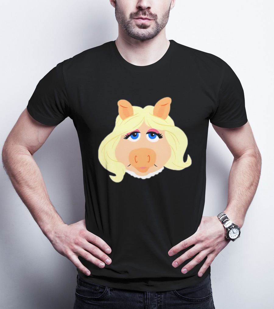 Miss Piggy Iconic Jim Henson's Muppets Character Blonde Hair Blue Eyes T-Shirt