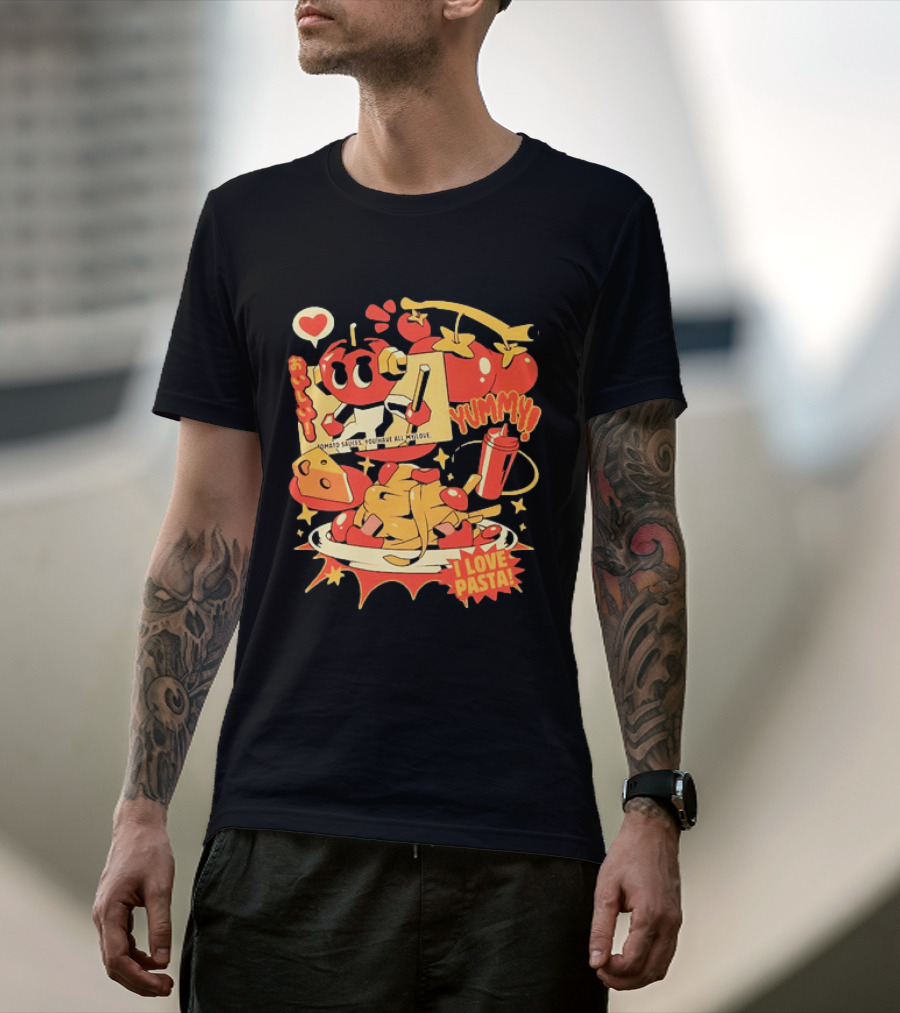 Tomato Sauces Yummy I Love Pasta With Cheese And Heart T-Shirt