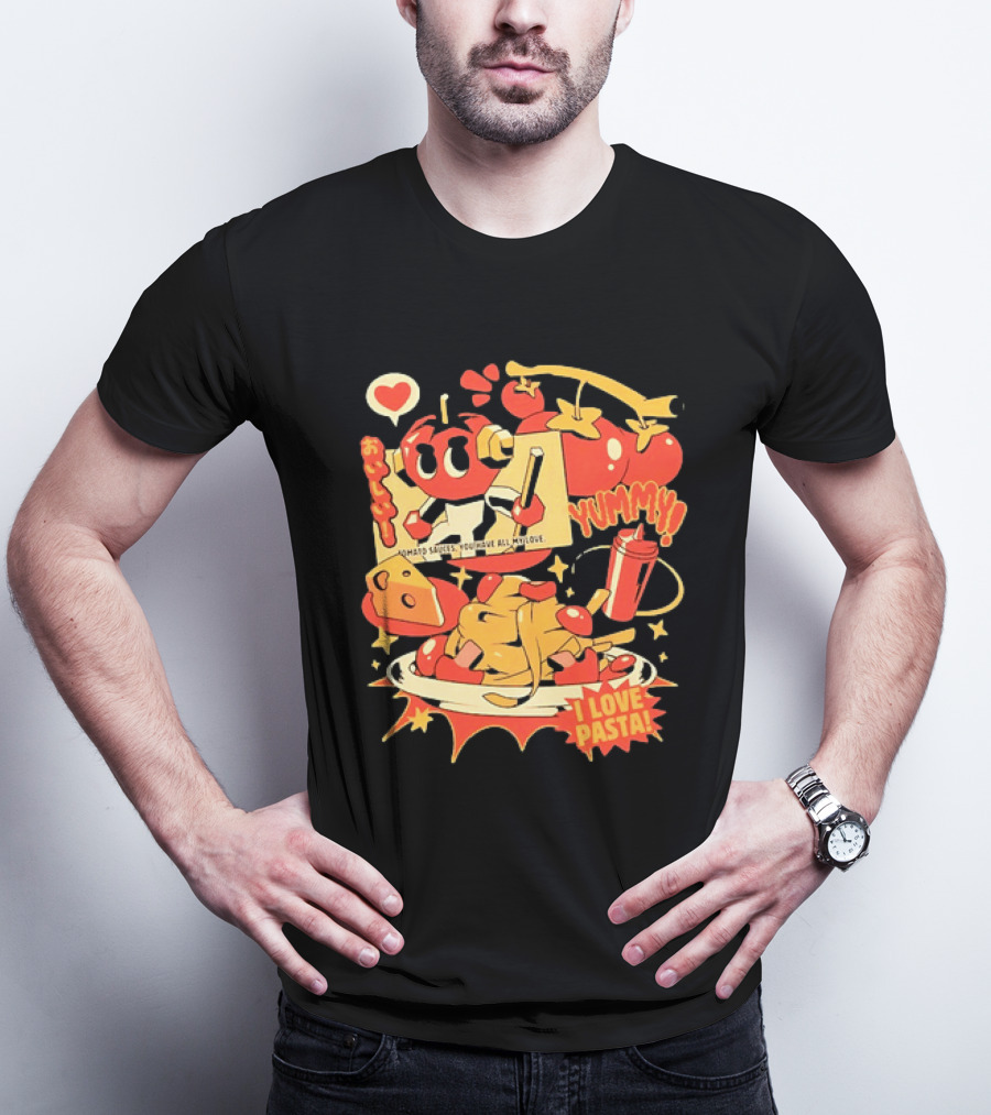 Tomato Sauces Yummy I Love Pasta With Cheese And Heart T-Shirt