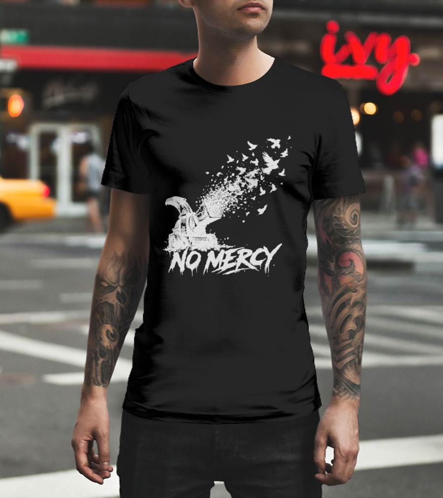 No Mercy Wood Chipper Bird Shredder T-Shirt