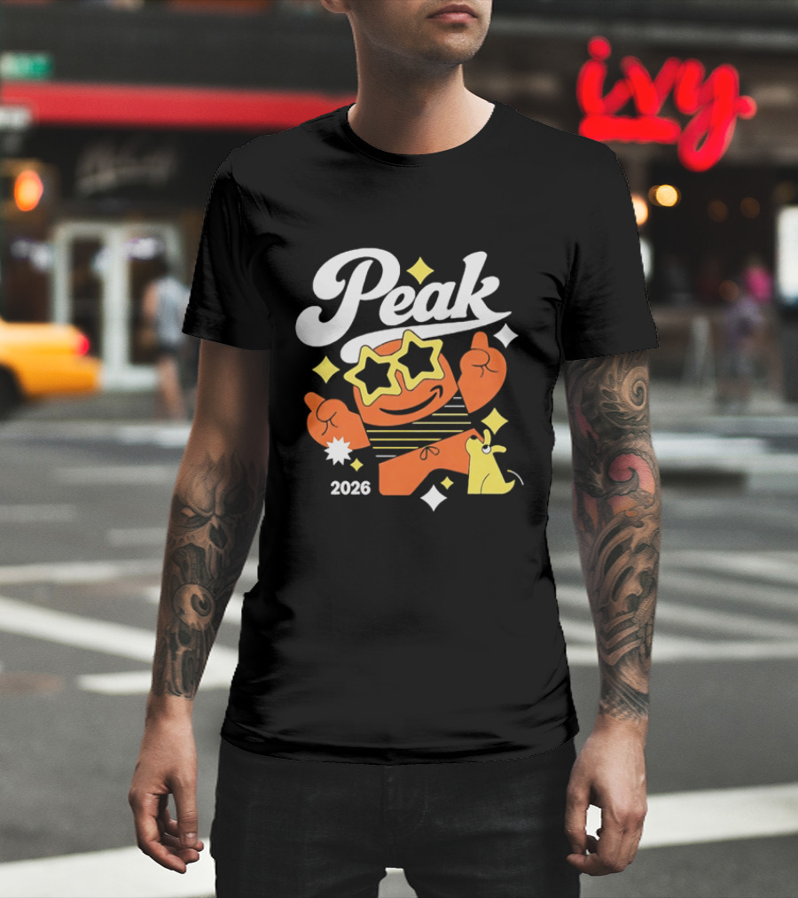 Peak 2026 Star Sunglasses Cartoon T-Shirt