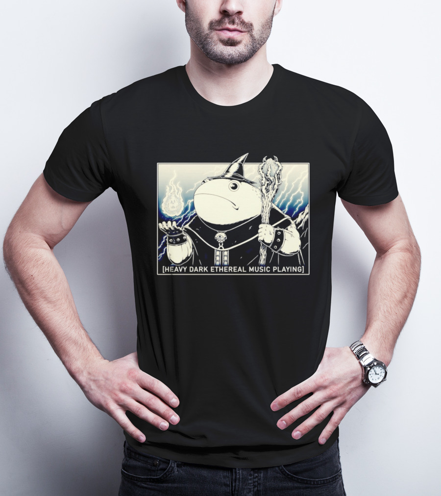Wizard Frog With Staff And Magic Energy Heavy Dark Ethereal Music Playing T-Shirt