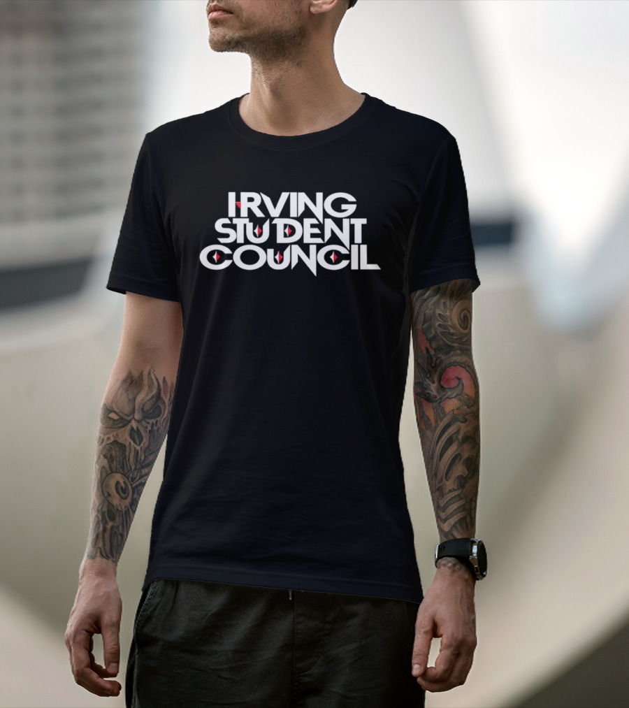 Irving Student Council Text With Red Diamond Accents T-Shirt