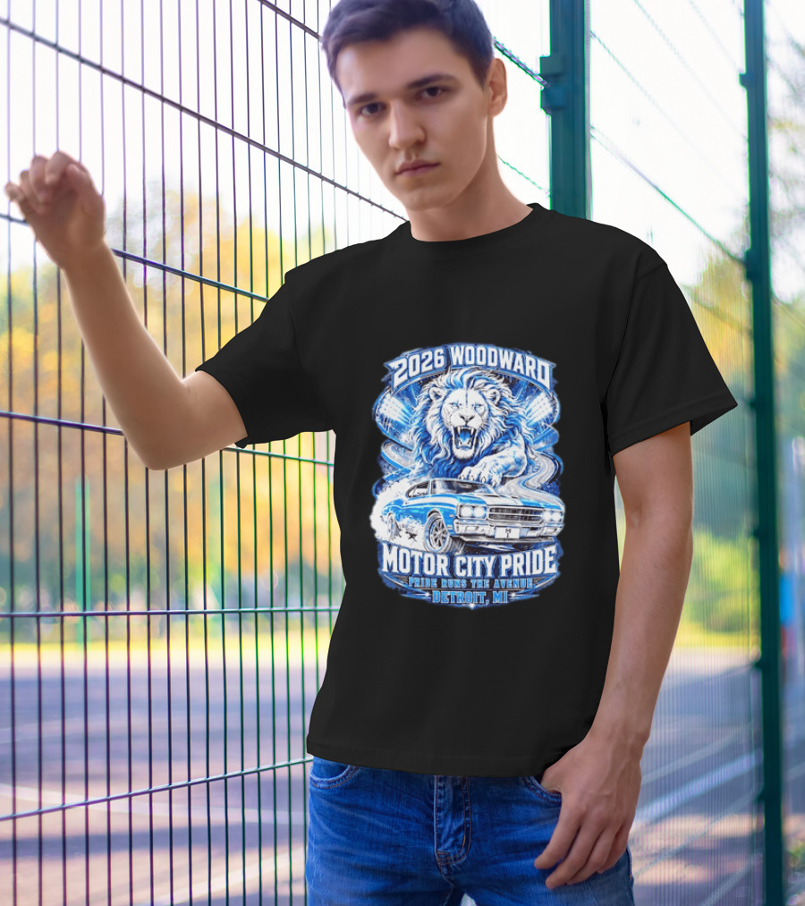 2026 Woodward Motor City Pride Lion And Classic Car Detroit MI Pride Runs The Avenue T-Shirt