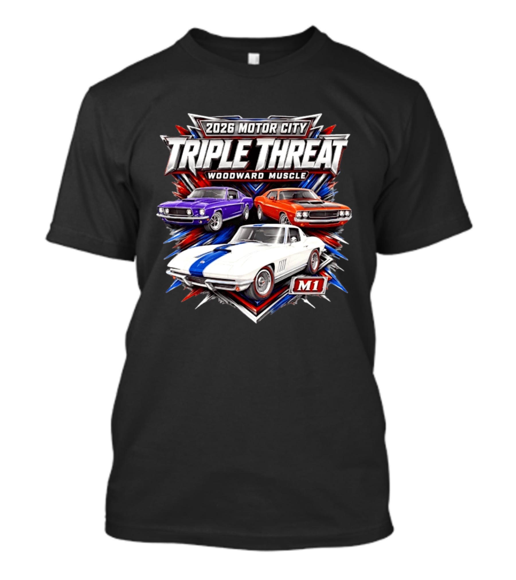 2026 Motor City Woodward Muscle Triple Threat M1 T-Shirt