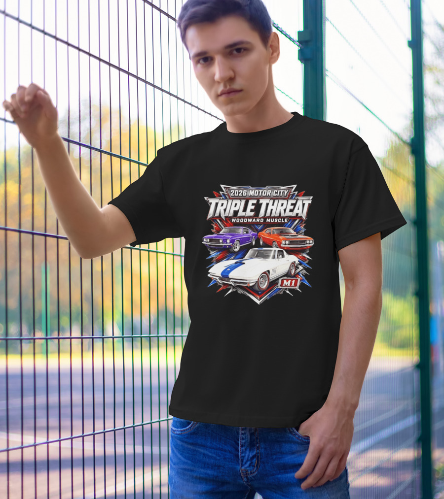 2026 Motor City Woodward Muscle Triple Threat M1 T-Shirt