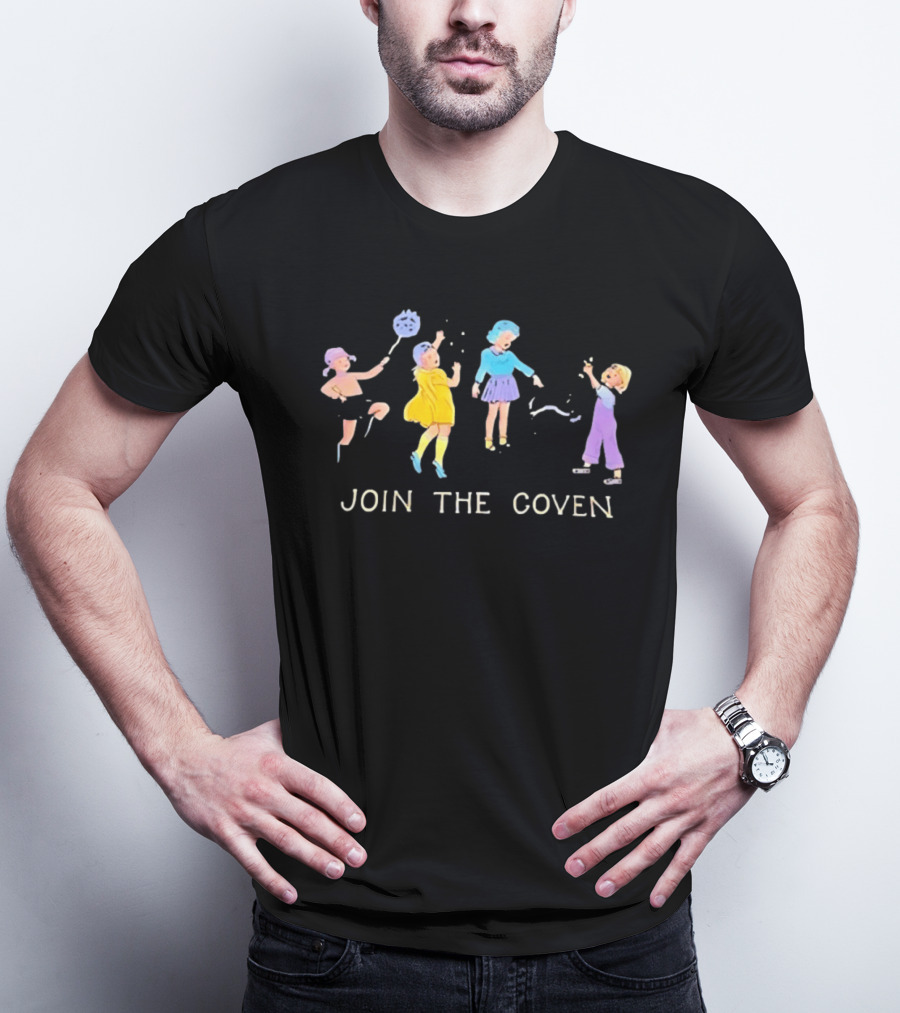 Join The Coven Witchcraft Magic Witches Kids Playful Scene T-Shirt