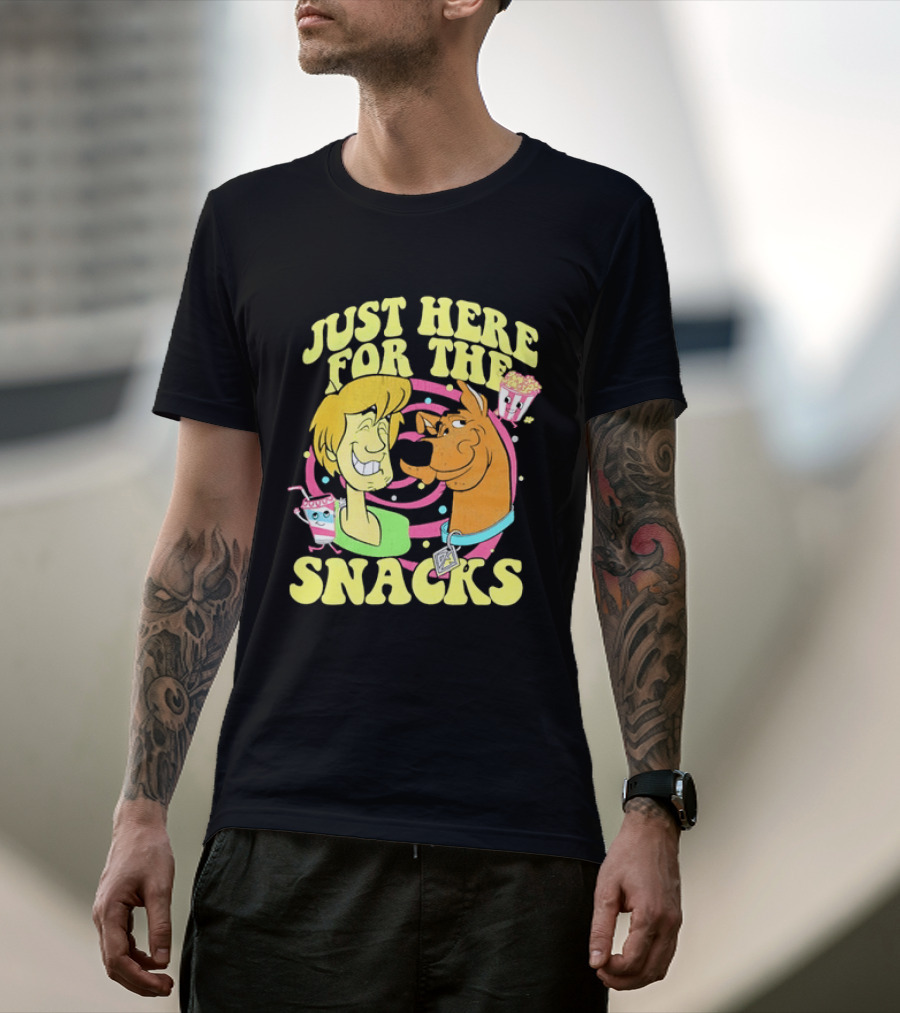Scooby Doo Shaggy Just Here For The Snacks Popcorn Fun T-Shirt