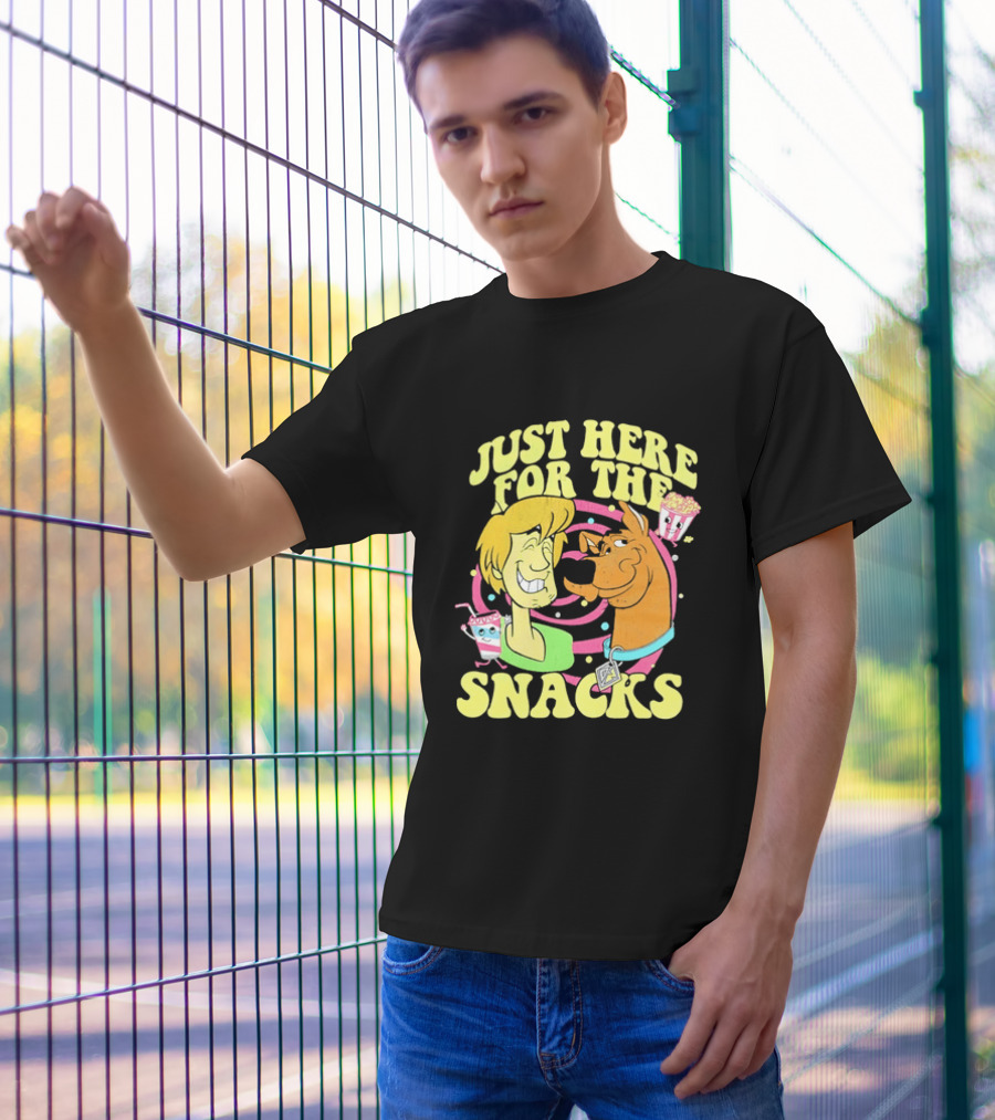 Scooby Doo Shaggy Just Here For The Snacks Popcorn Fun T-Shirt