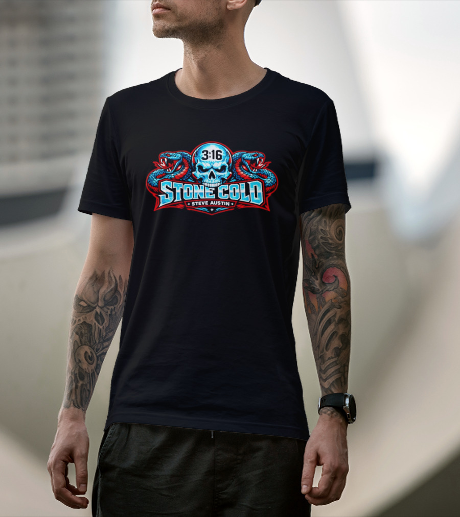 Stone Cold Steve Austin 3 16 Skull With Snakes T-Shirt