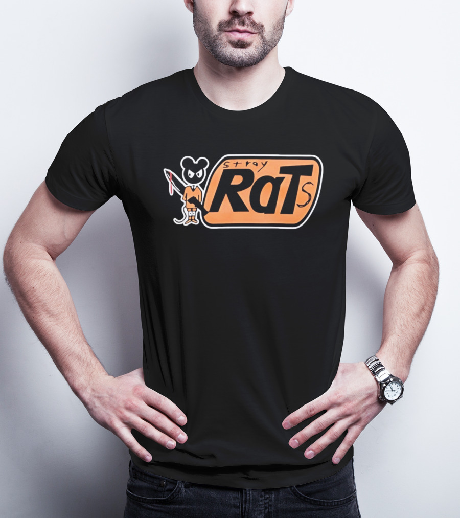 Stray Rats Bold Lettering With Cartoon T-Shirt
