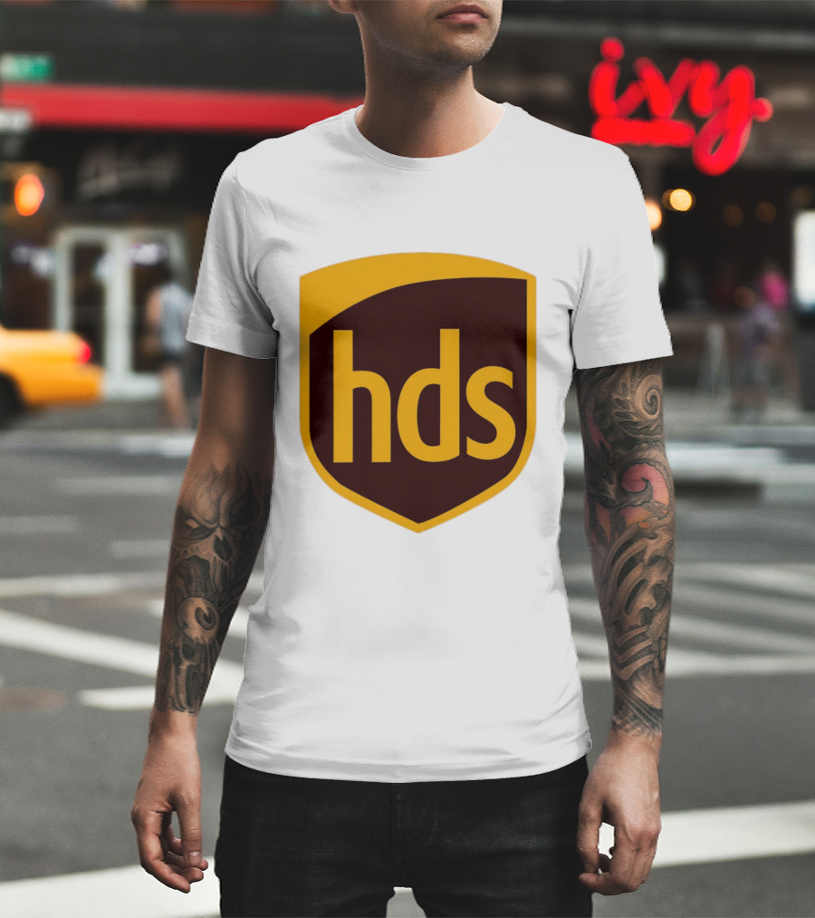 HDS Shield Emblem Brown And Yellow Branding T-Shirt