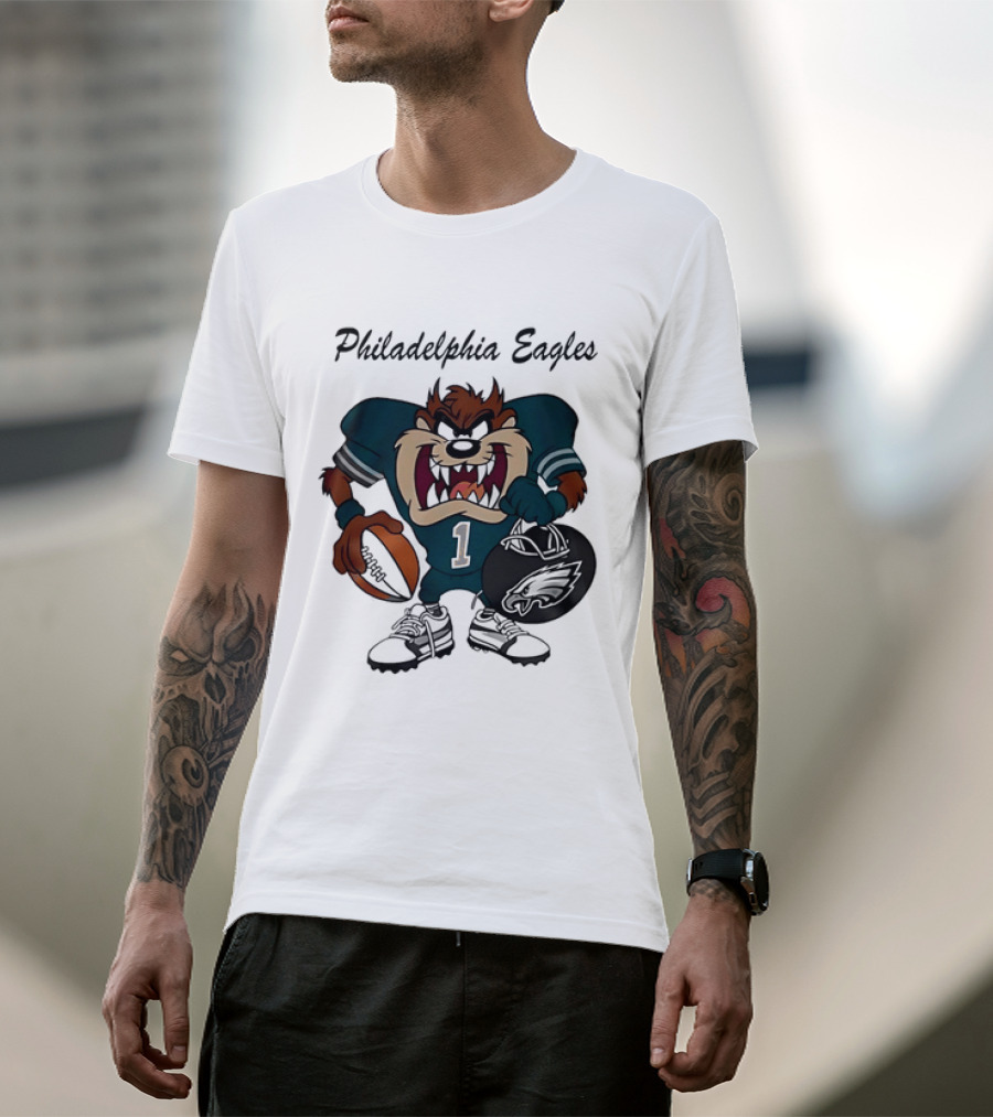 Philadelphia Eagles Taz Tasmanian Devil Football Player Cartoon T-Shirt