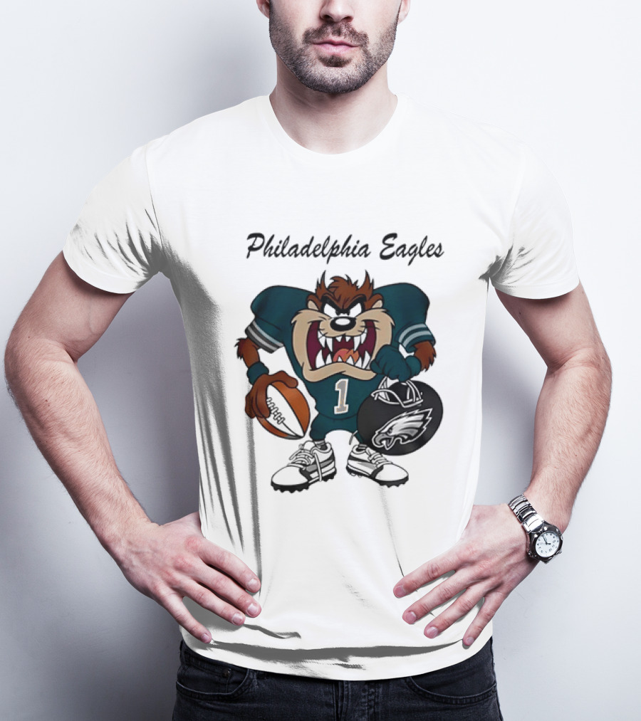 Philadelphia Eagles Taz Tasmanian Devil Football Player Cartoon T-Shirt