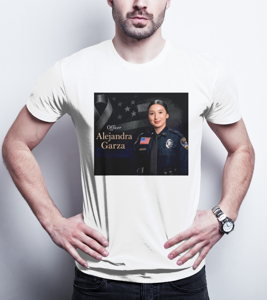 Officer Alejandra Garza Memorial Tribute With Flag And Ribbon T-Shirt