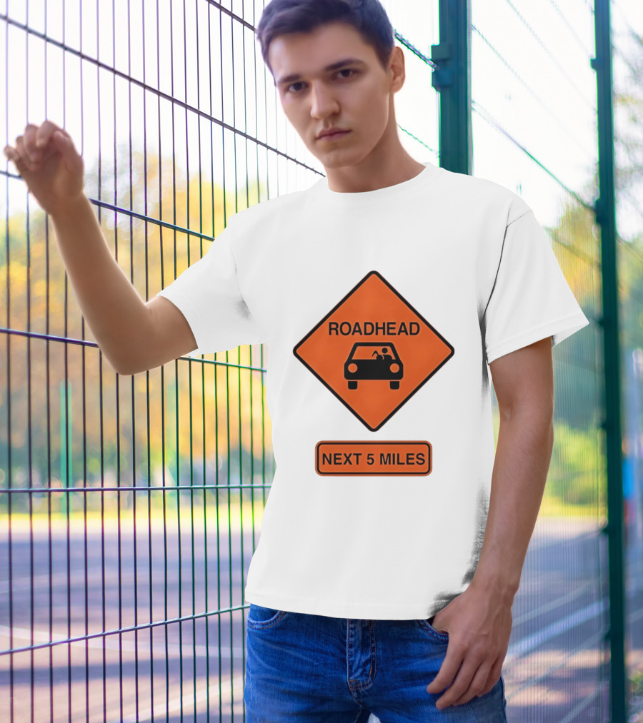 Roadhead Next 5 Miles Traffic Sign Car T-Shirt