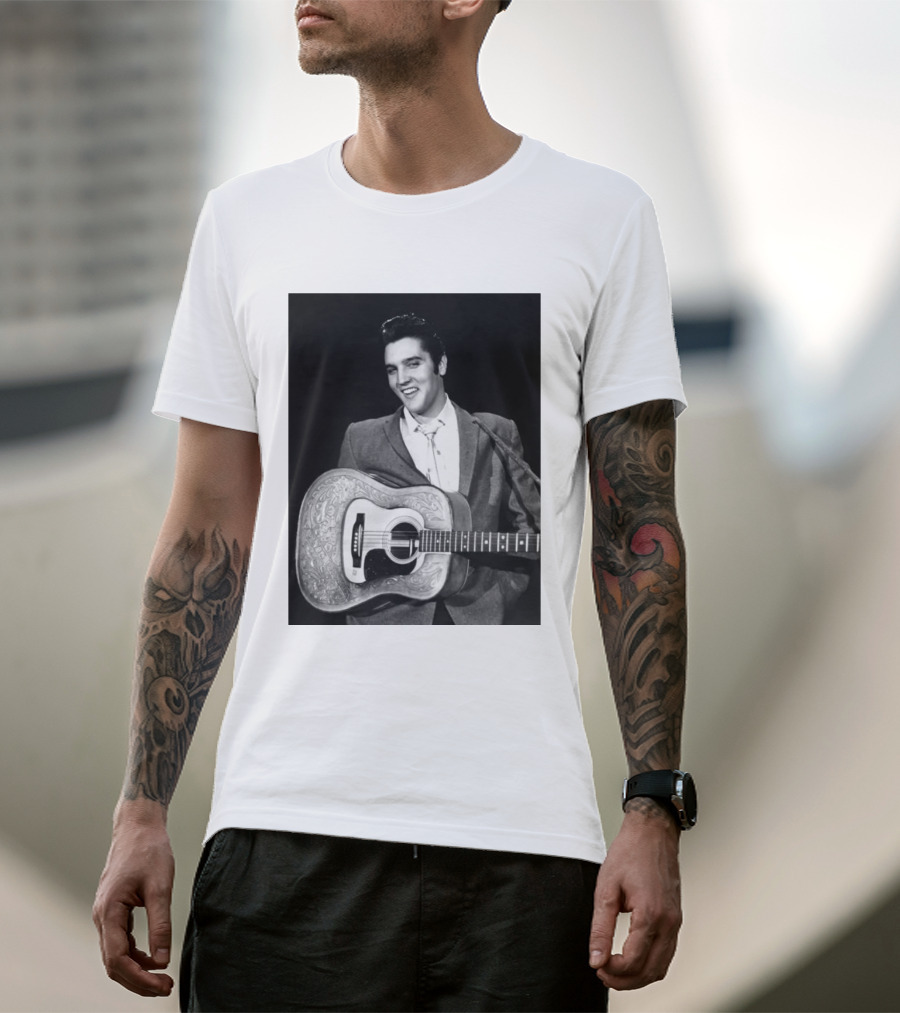 Elvis Presley Rock And Roll Iconic 1956 Style With Guitar T-Shirt