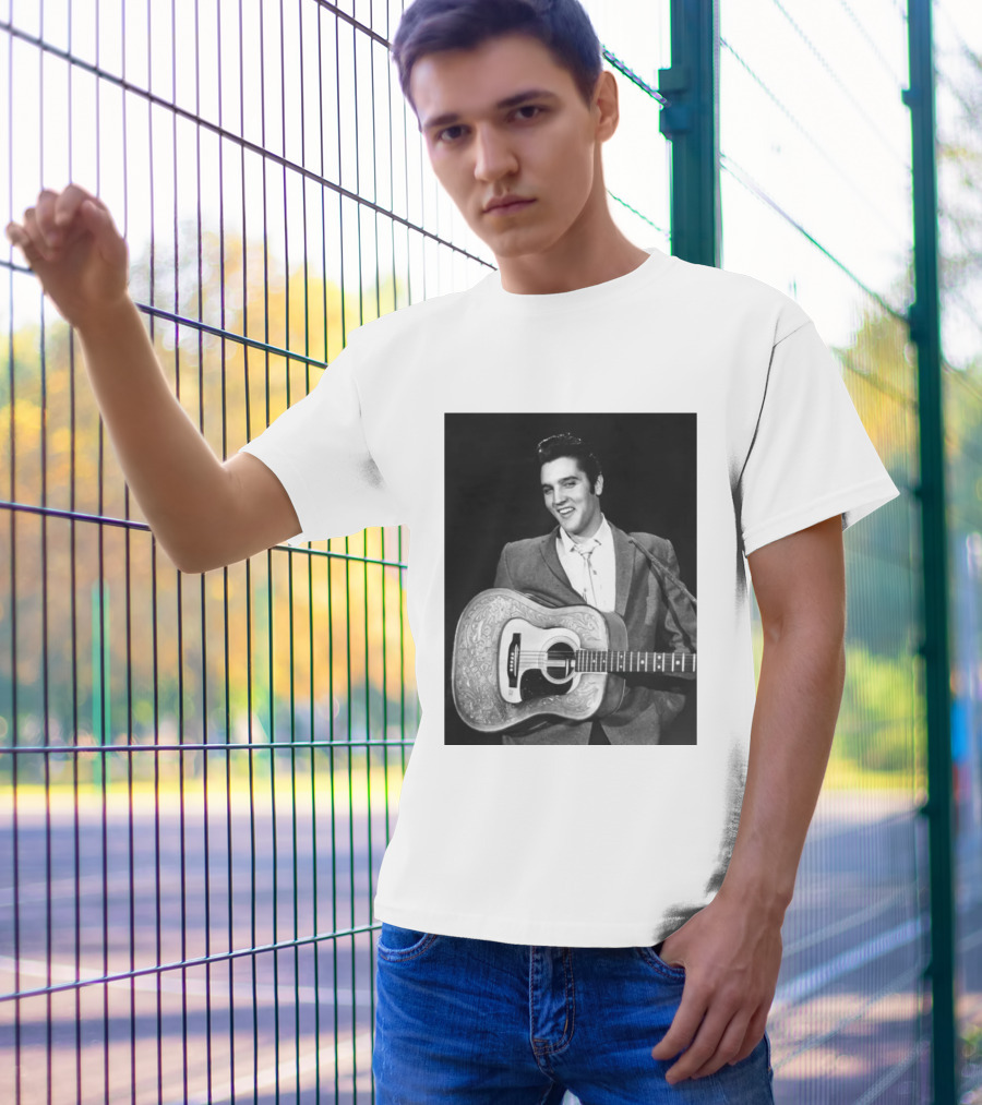Elvis Presley Rock And Roll Iconic 1956 Style With Guitar T-Shirt