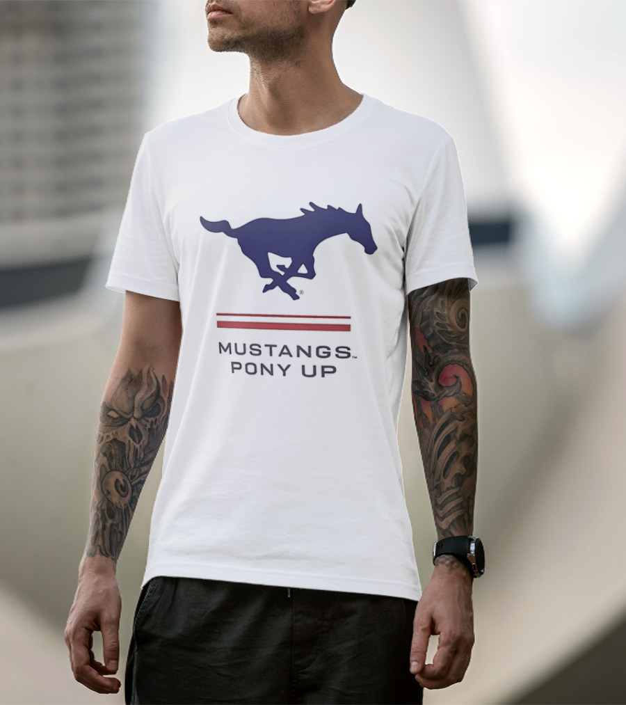 Southern Methodist University Mustangs Pony Up Text And Horse T-Shirt