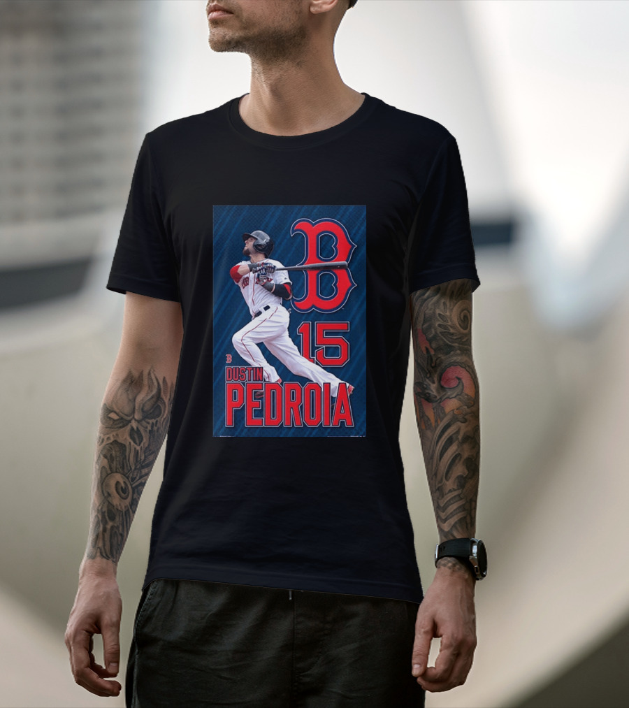 Dustin Pedroia Boston Red Sox 15 MLB Baseball Action T-Shirt