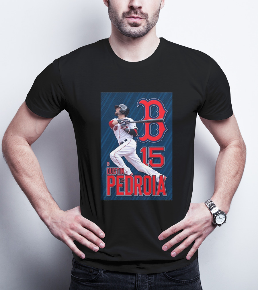 Dustin Pedroia Boston Red Sox 15 MLB Baseball Action T-Shirt