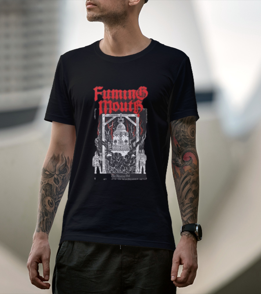 Fuming Mouth Grave Stench Bell Gothic T-Shirt
