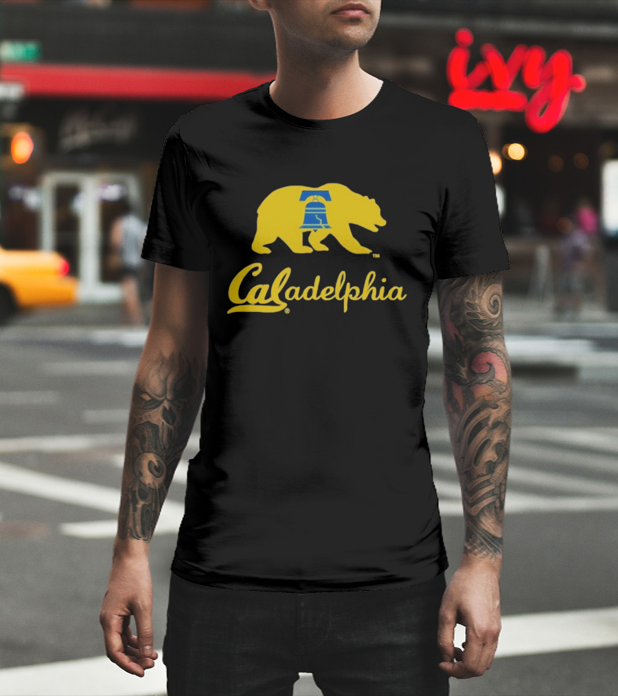 Caladelphia California Bear With Liberty Bell T-Shirt