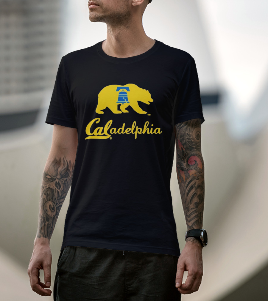 Caladelphia California Bear With Liberty Bell T-Shirt