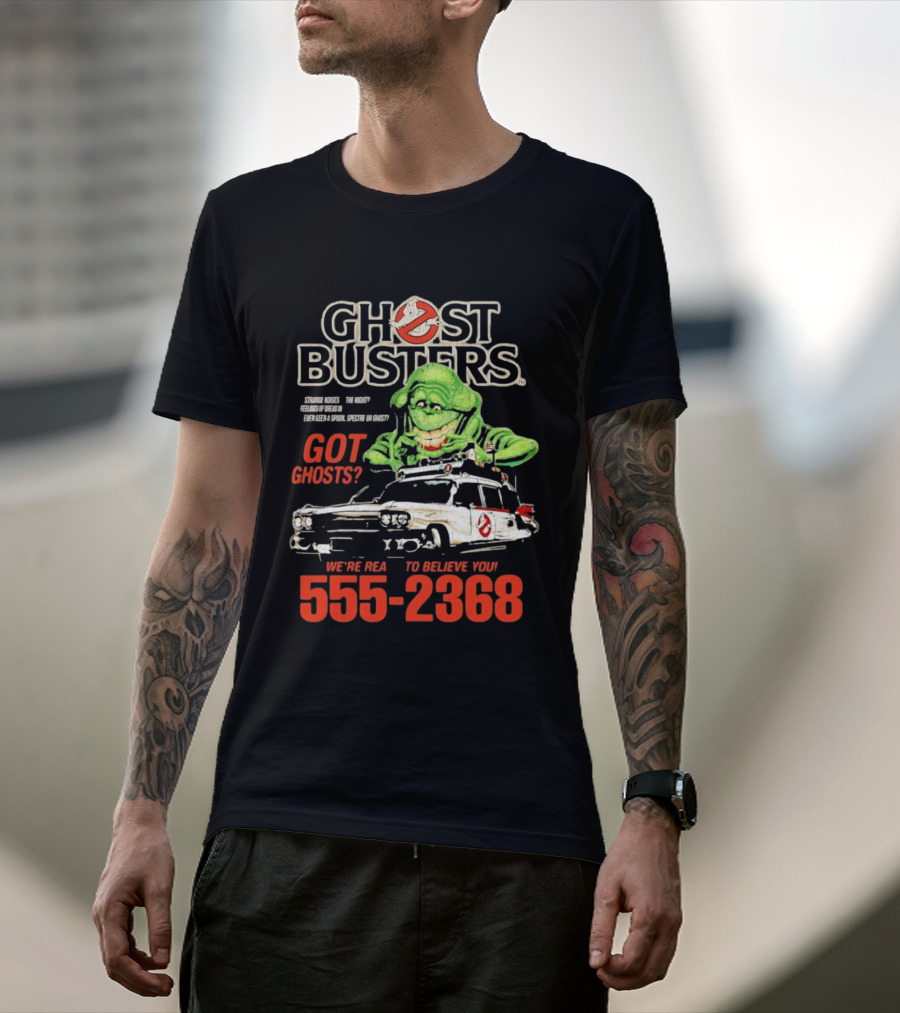 Ghostbusters Got Ghosts Ecto 1 Slimer We're Ready To Believe You 555 2368 T-Shirt