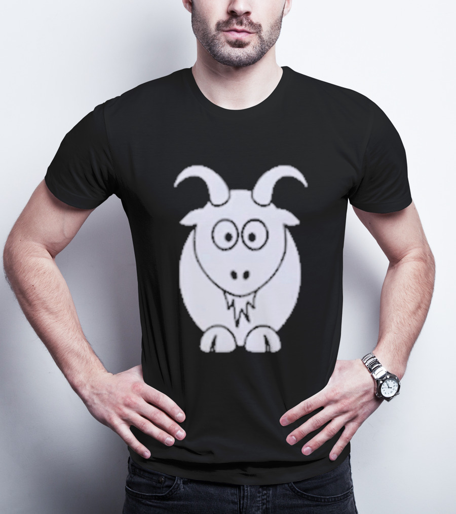 Cartoon Goat With Horns Cute Animal T-Shirt