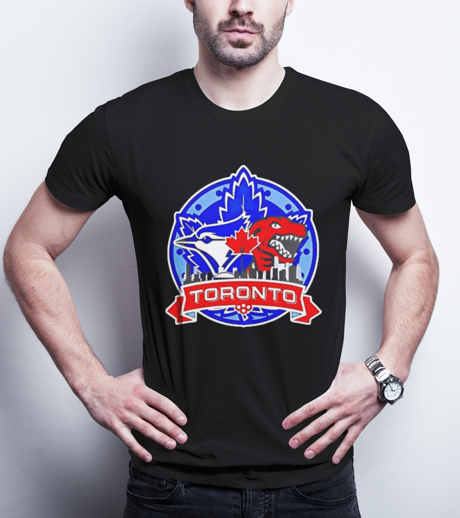 Toronto Raptors Blue Jays City Skyline Canada Leaf T-Shirt