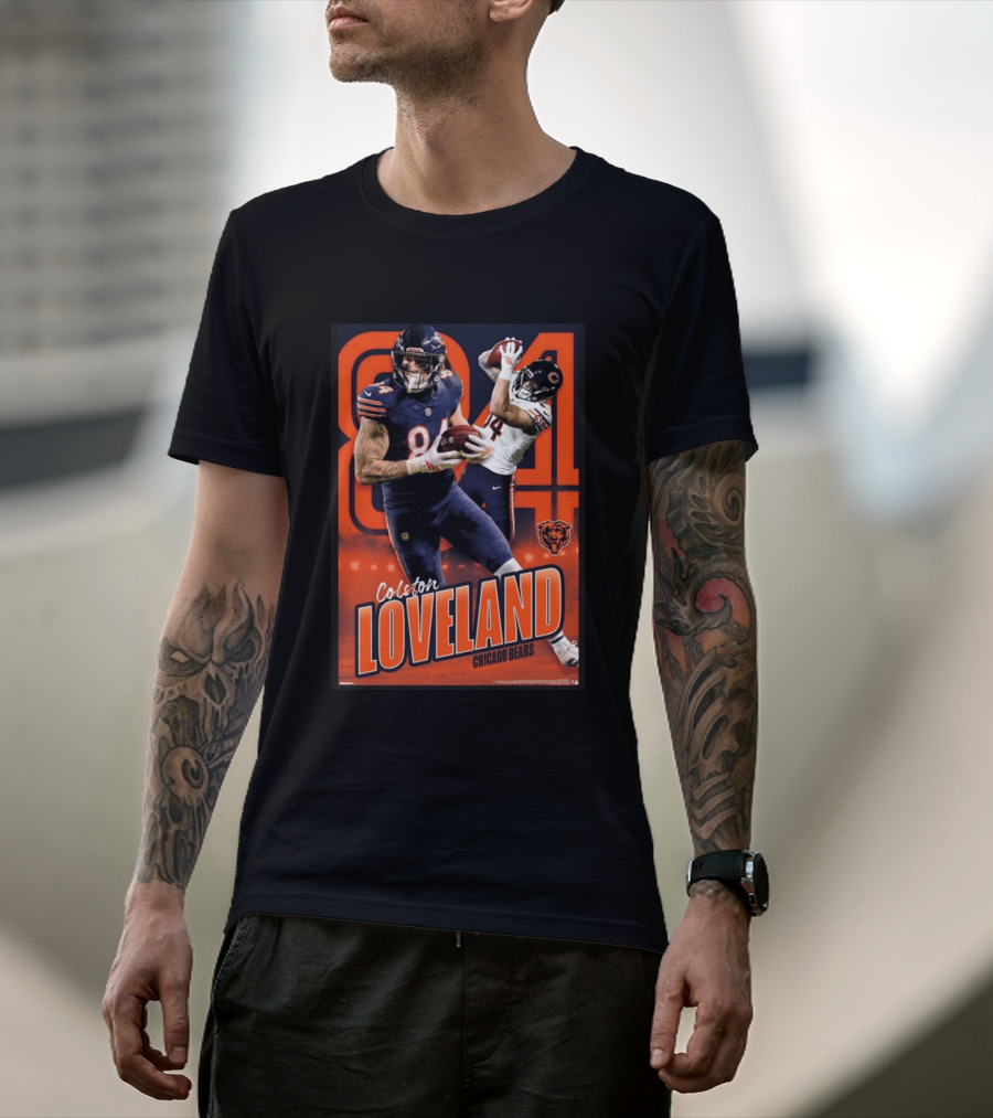 Colston Loveland 84 Chicago Bears Football Action T-Shirt