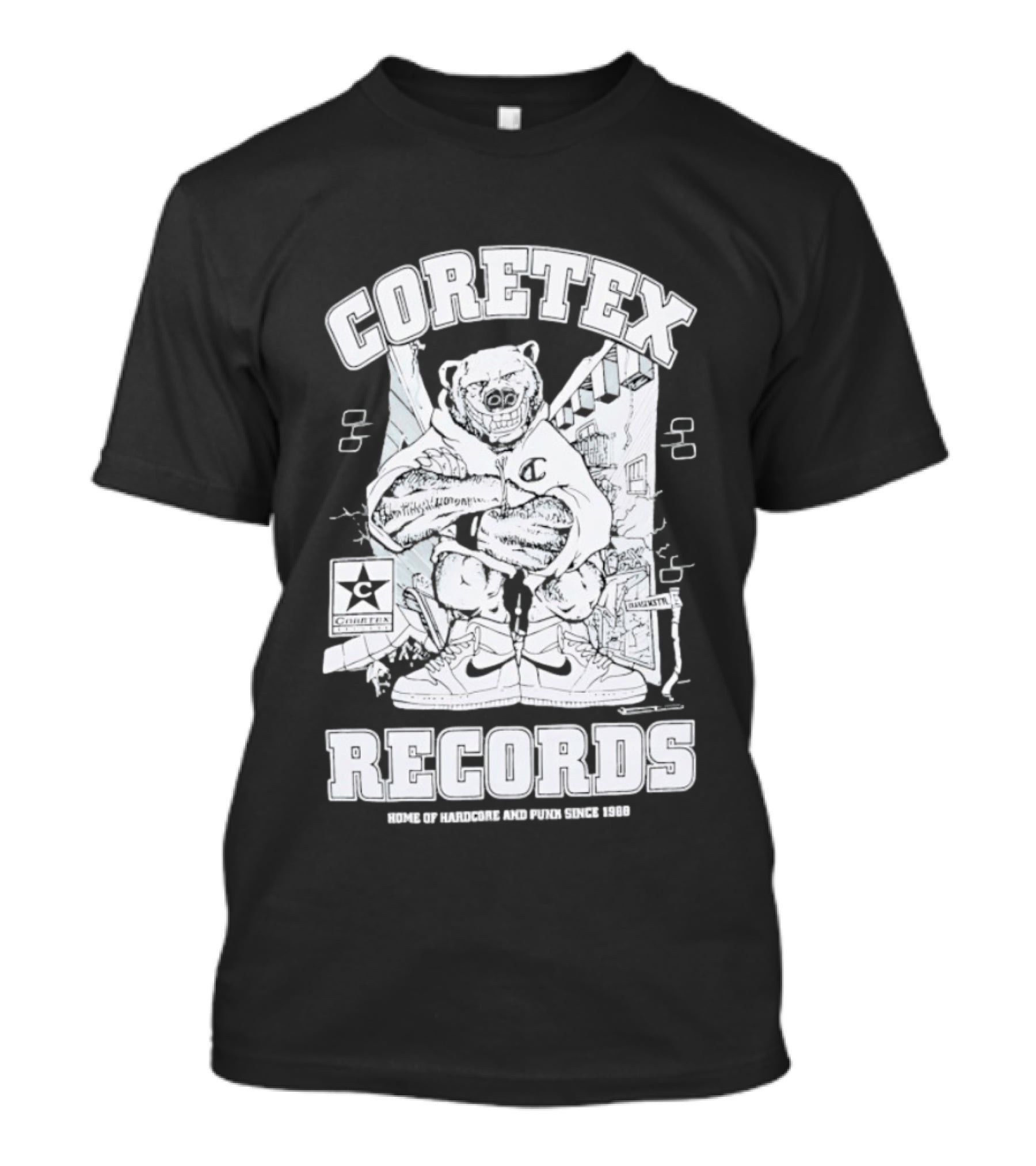 Coretex Records Home Of Hardcore And Punk Bear Illustration Since 1988 T-Shirt