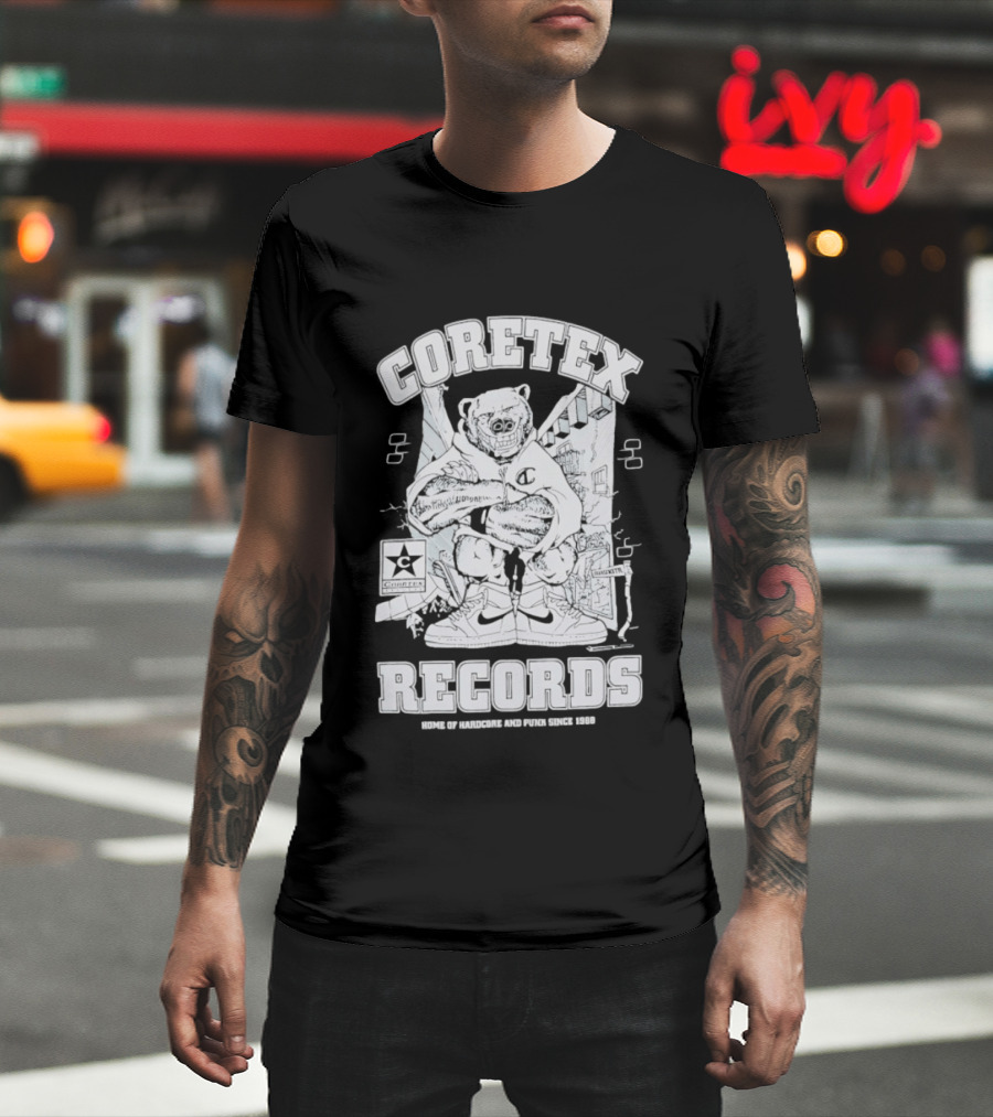 Coretex Records Home Of Hardcore And Punk Bear Illustration Since 1988 T-Shirt