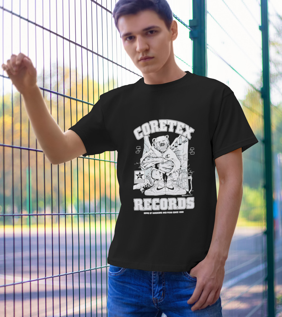 Coretex Records Home Of Hardcore And Punk Bear Illustration Since 1988 T-Shirt
