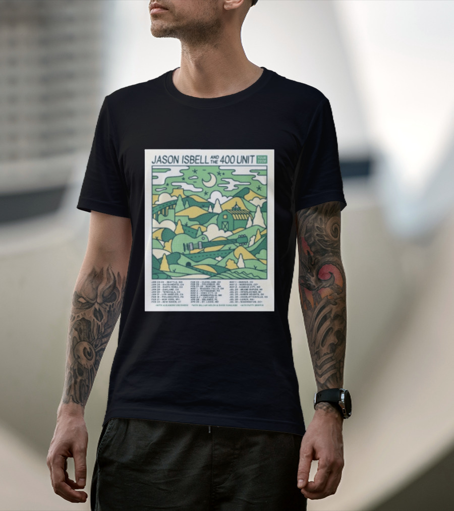 Jason Isbell And The 400 Unit Tour 2026 January 23 24 Seattle Wa Jan 26 Sacramento Ca Nostalgic 2026 Countryside Landscape T-Shirt