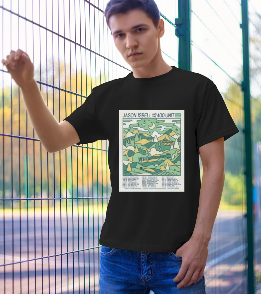 Jason Isbell And The 400 Unit Tour 2026 January 23 24 Seattle Wa Jan 26 Sacramento Ca Nostalgic 2026 Countryside Landscape T-Shirt