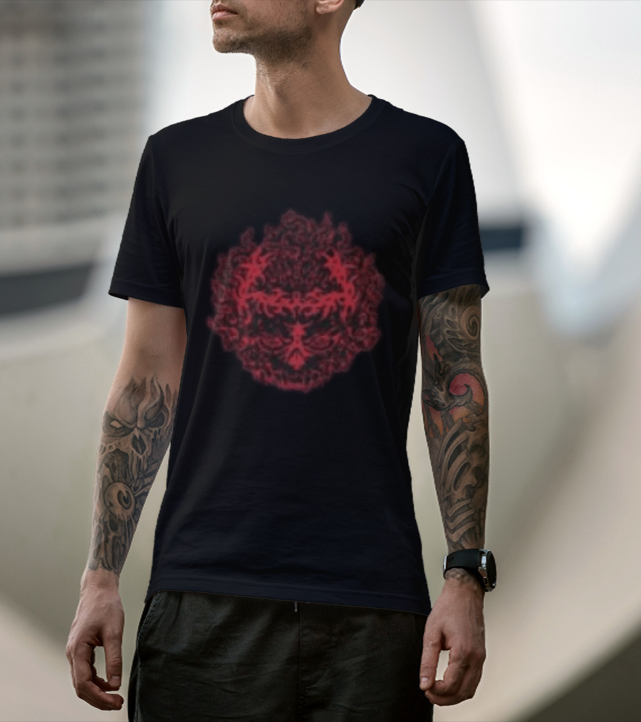 Daze Store Bloodshed Skull Red Floral Skull T-Shirt