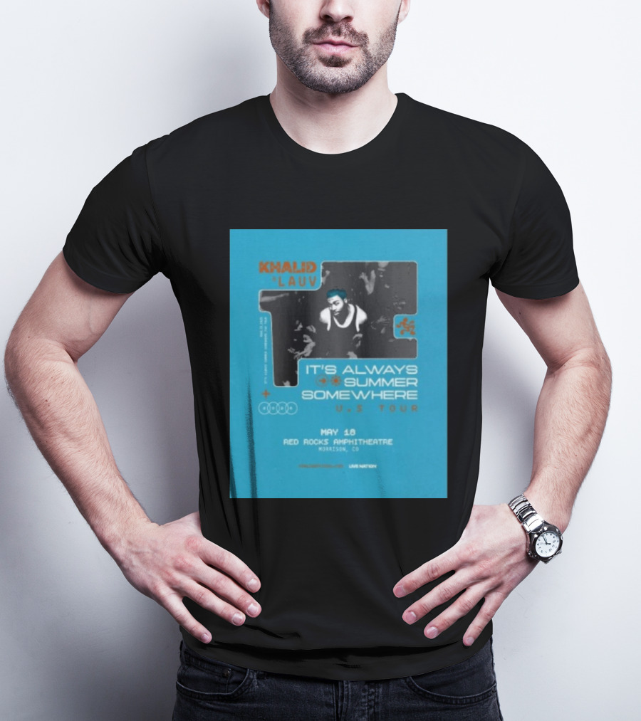 Khalid Lauv It's Always Summer Somewhere US Tour 2026 May 18 Red Rocks Amphitheatre Morrison CO Live Nation T-Shirt