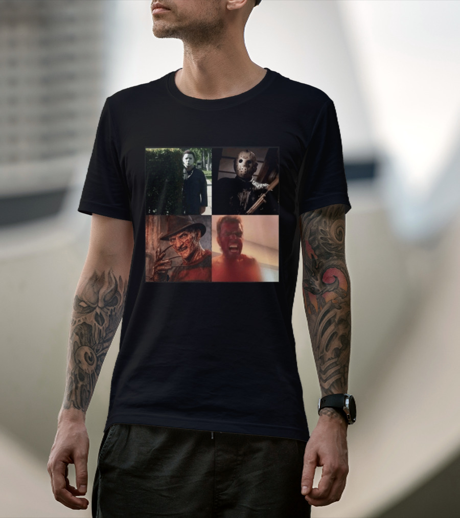 Perez Hilton Icons Horror Movie Legends Freddy Jason Michael Myers T-Shirt