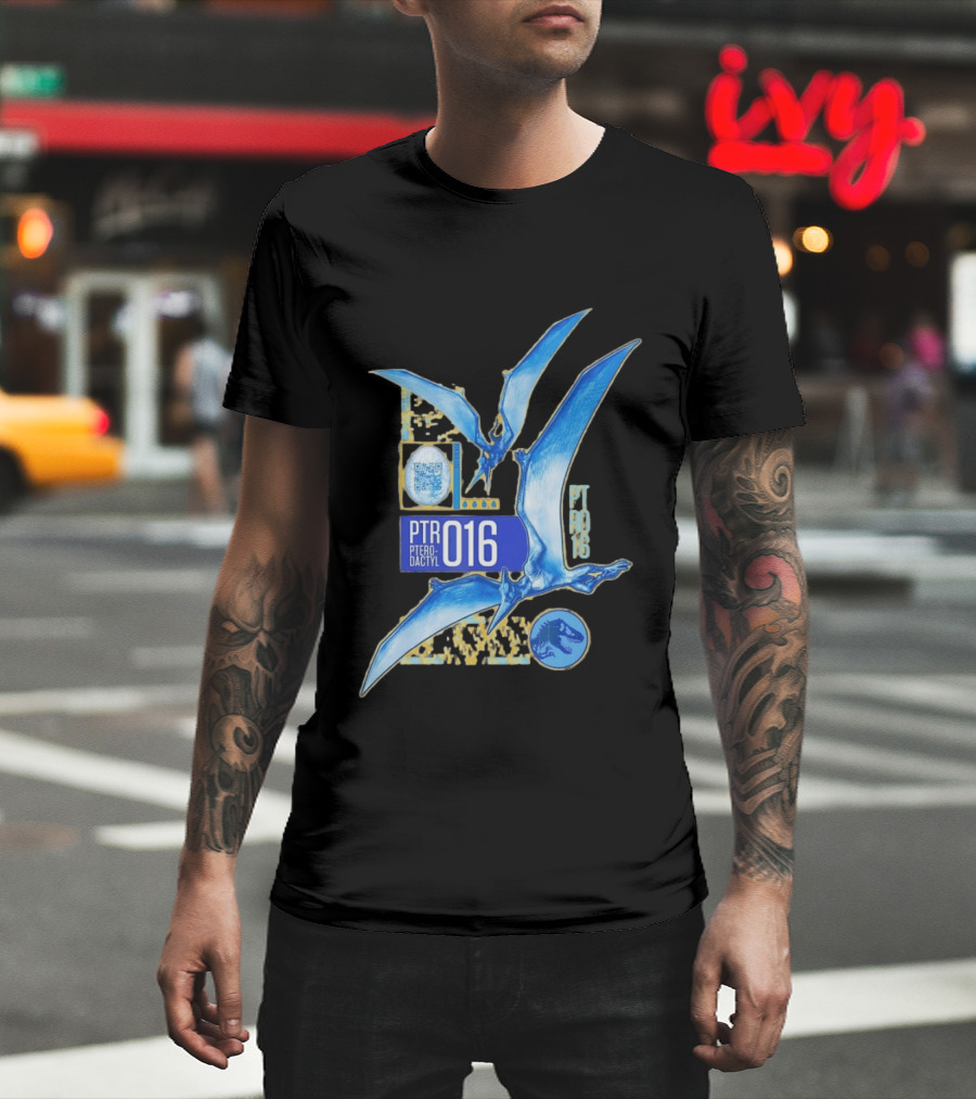 PTR 016 Pterodactyl Dinosaur Prehistoric QR Code Rex T-Shirt