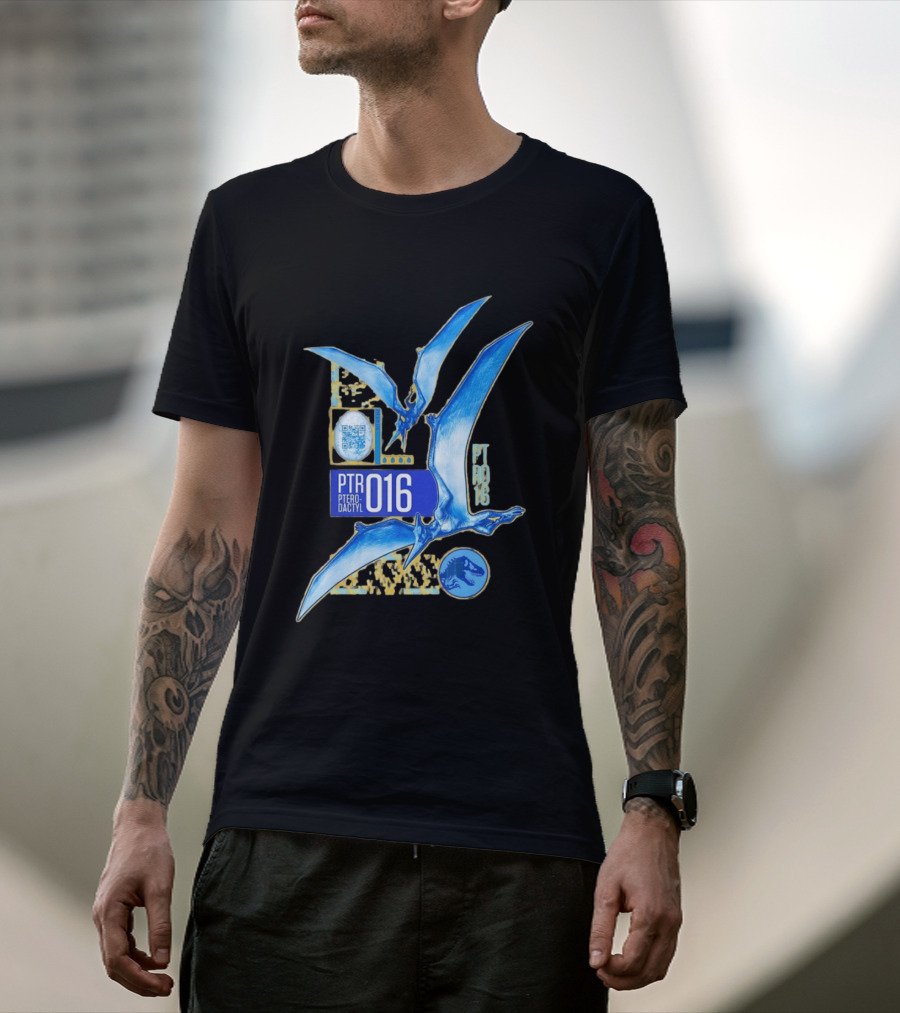 PTR 016 Pterodactyl Dinosaur Prehistoric QR Code Rex T-Shirt