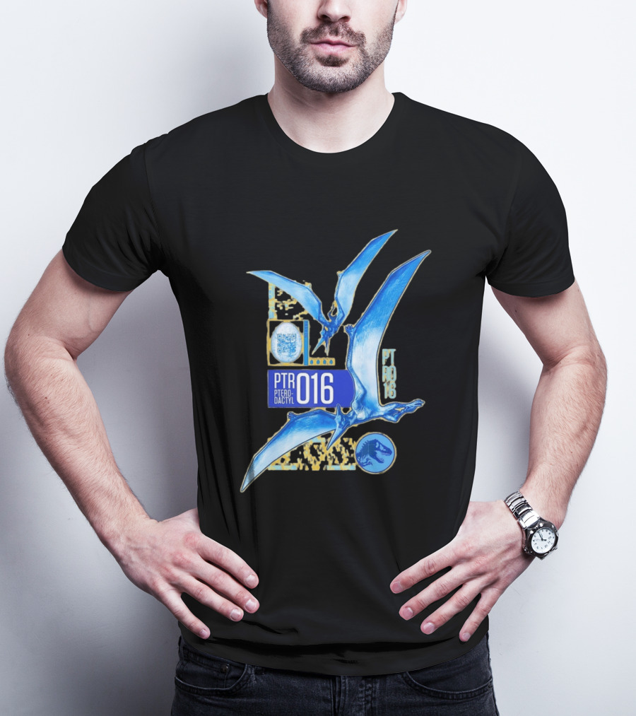 PTR 016 Pterodactyl Dinosaur Prehistoric QR Code Rex T-Shirt